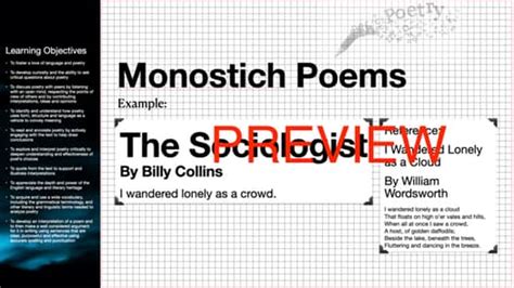 Powerpoint Exploring Form In Poetry Monostich Poems Tpt