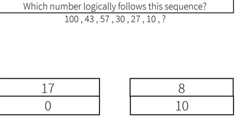 Solved Which Number Logically Follows This Sequence 100 43 57