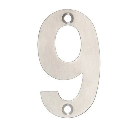 75mm Numeral 9 Satin Stainless Steel Construction Supplies