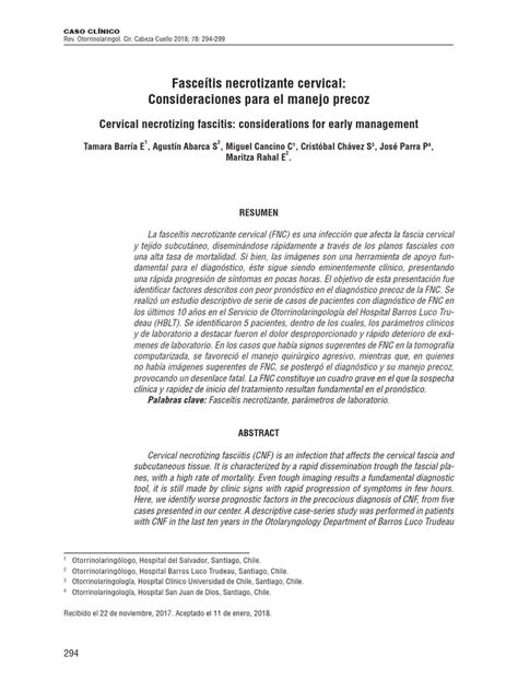 Fasceitis Necrotizante Cervical Consideraciones Para El Manejo Precoz Pdf Septicemia