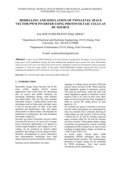 Modelling And Simulation Of Two Level Space Vector Pwm Inverter