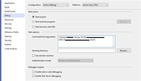 Net How To Pass Arguments When Debugging A Dot Net Application Stack Overflow