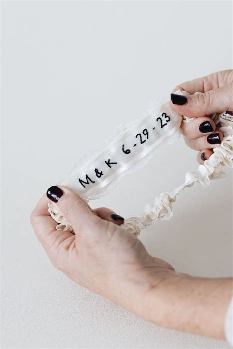 Classic Ivory Lace Bridal Garter Personalized With Embroidery