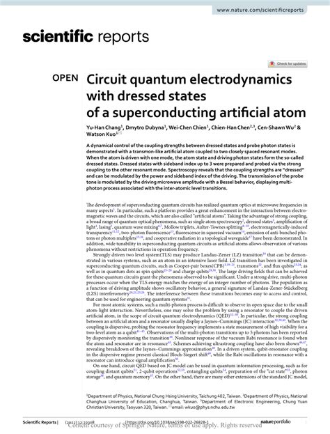 Pdf Circuit Quantum Electrodynamics With Dressed States Of A Superconducting Artificial Atom