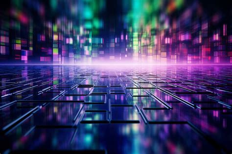 Abstract Technology Background With Glowing Lines And Dots 3d Render