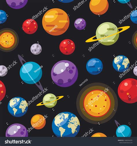 Seamless Pattern Wth Solar System Planets Stock Vector Royalty Free
