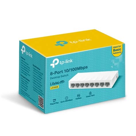 Switch Tp Link Fast Ethernet Ls1008 8 Puertos 10 100mbps 1 6 Gbit S 2000 Entradas No