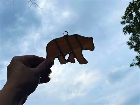 Light Brown Bear Stained Glass Glass Art Suncatcher Unique Etsy