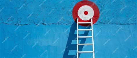 Premium Photo Reaching The Bullseye Symbolic White Ladder Against