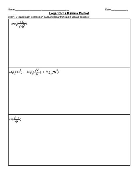 Logarithms Review Packet By Mr Miller Math Tpt