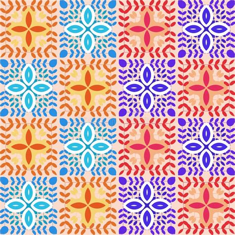 Seamless Vintage Geometric Floral Pattern Stock Vector Illustration