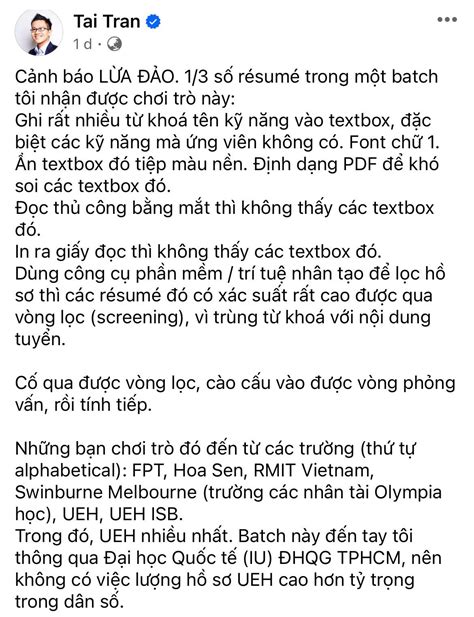 Các Bảnh Nào Còn Có ý định Chơi Mấy Chiêu Trò Spam Keywords Trong Cv