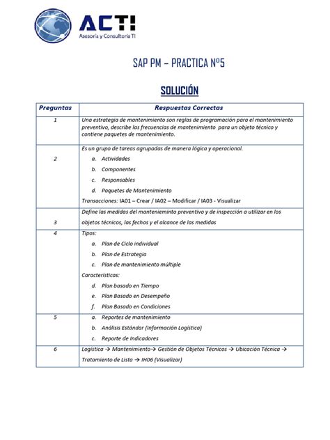 Solucion 5 Sap Pm Pdf Logística Planificación