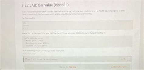 Solved 927 Lab Car Value Classes Given Man0 Complete