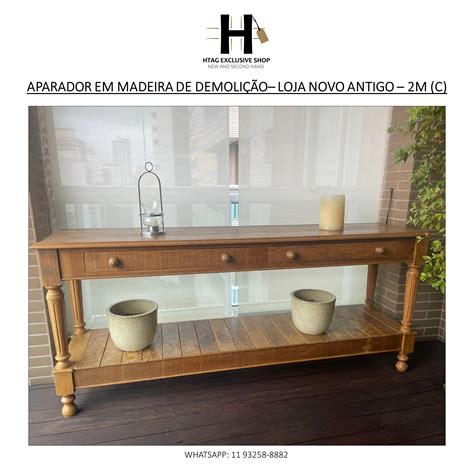 APARADOR EM MADEIRA DE DEMOLIÇÃO ENTALHADA LOJA NOVO ANTIGO HTAG EXCLUSIVE SHOP New