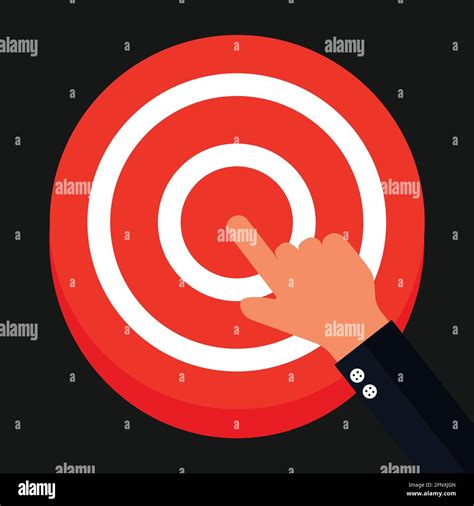 Dart Board With Hand Pointing At The Center Bullseye Stock Vector Image