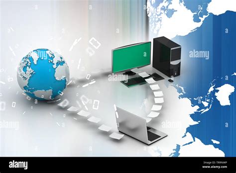 Computer Networking With Globe Stock Photo Alamy