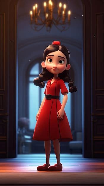Premium Photo 3d Red Dress Girl Generative Ai