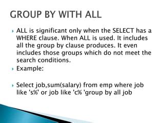 Sql Server Session Group By Clause Ppt