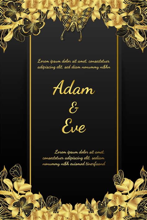 황금 나비와 난초 초대 카드 서식 파일 벡터 Eps Uidownload