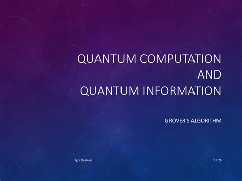 Ppt Quantum Computation And Quantum Information Powerpoint