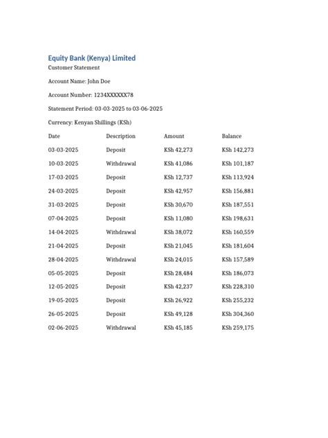 Equity Bank Statement Sample Pdf