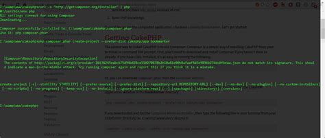 Php Signature Error While Installing Cakephp 3 With Composer Stack