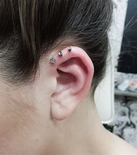 Triple Backward Helix Piercing