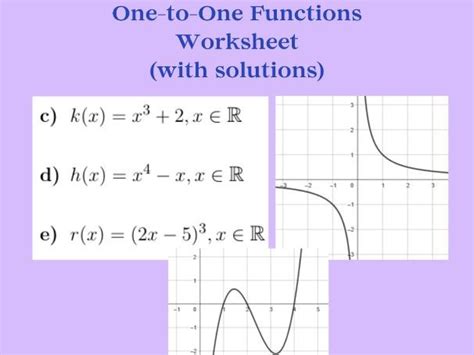 One To One Functions Worksheet With Solutions Teaching Resources