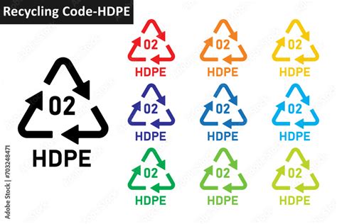 Hdpe Plastic Recycling Code Icon Set Plastic Recycling Symbols 02 Hdpe Plastic Recycling Code