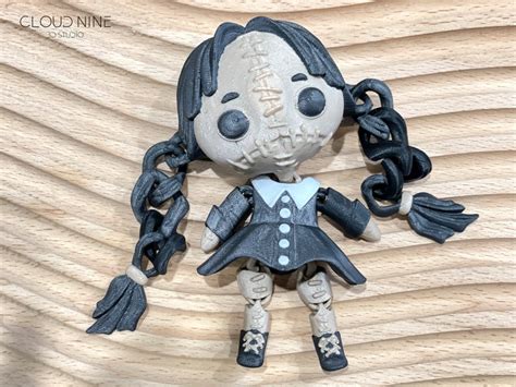 Articulated Creepy Doll Inspired By Wednesday Addams Flexi Voodoo Doll