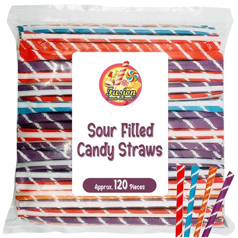 Sour Filled Candy Straws 120 Count Bulk Bag Tropical Punch Orange