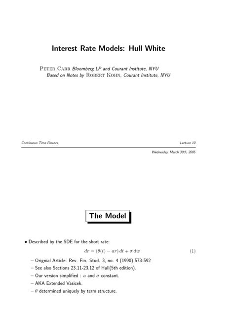 Interest Rate Model An Introduction Slides103 Pdf Stochastic
