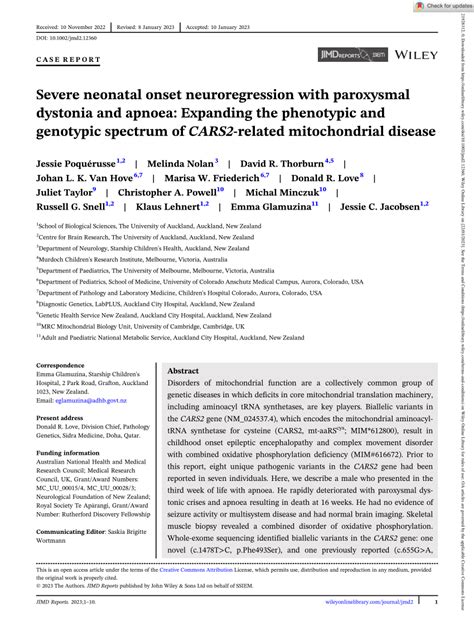 Pdf Severe Neonatal Onset Neuroregression With Paroxysmal Dystonia And Apnoea Expanding The