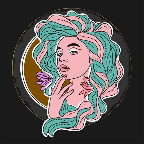 Beautiful Portrait Of A Girl With Chicano Jewelry And Tattoos Stock