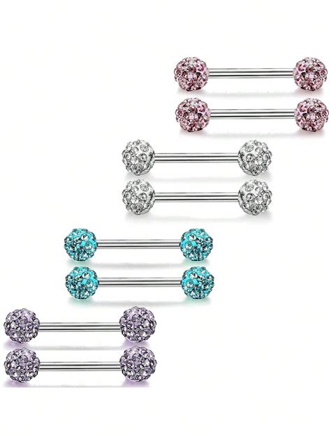 1pair Stainless Steel Piercing Nipple Rings Basic Chest Jewelry For