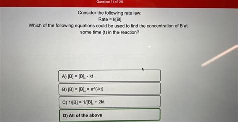 Solved Consider The Following Rate Law Rate K[b] Which Of