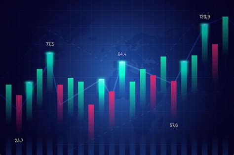 통계가 있는 그라데이션 주식 시장 개념 무료 벡터