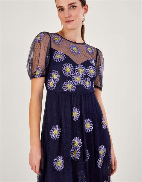 Nellie Embellished Midi Dress Blue Monsoon Accessorize Malta