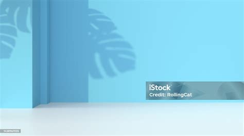 열대 나뭇잎 그림자가 있는 건물 벽의 포토리얼 3d 그림 밝은 청색에 대한 스톡 사진 및 기타 이미지 밝은 청색 배경 주제 0명 Istock