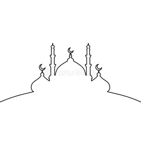 Mosque Line Art Vector Minimalist Design Islamic Ornament Background Stock Vector