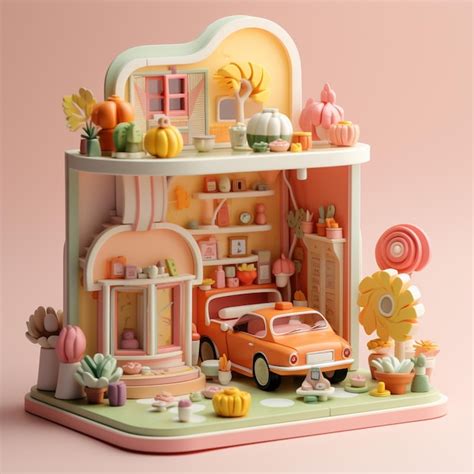 Premium Ai Image Interior Structure Of Minimalist Toy Candy Hut