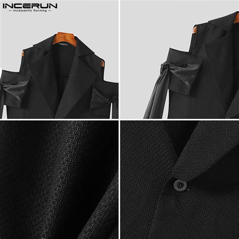 Incerun Men Vintage Shoulder Scoop Design Patchwork Short Sleeves Casual Blazer Shopee Philippines