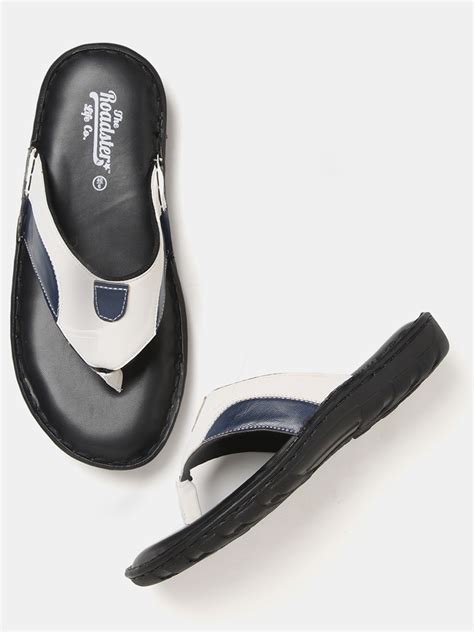 Buy Roadster Men White And Navy Blue Colourblocked Comfort Sandals