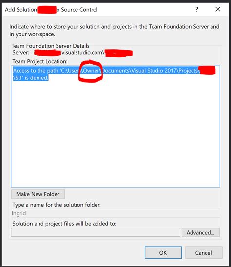 Tfs Fix Access Path To Team Foundation In Visual Studio Stack Overflow