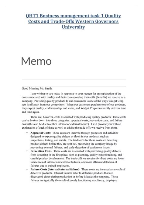 Combined Task Business Management Tasks Qht1 Complete Solution 2024 Western Governors