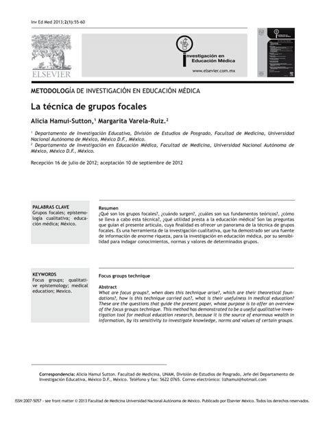 Pdf La Técnica De Grupos Focales