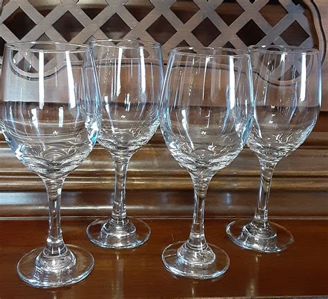 Vintage Libby Clear Stemmed Red Wine Goblets Set Of 4 Classic