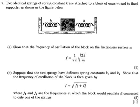 Solved 7 Two Identical Springs Of Spring Constant K Are