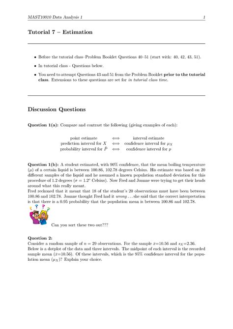 Tutorial 7 2018 MAST10010 Data Analysis 1 1 Tutorial 7 Estimation